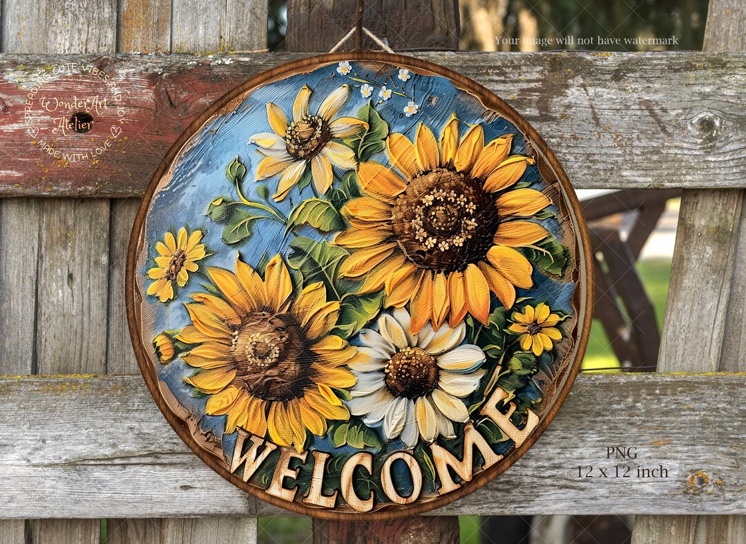 Rustic Welcome Sign PNG , Sublimation Round Design for Front Door ...