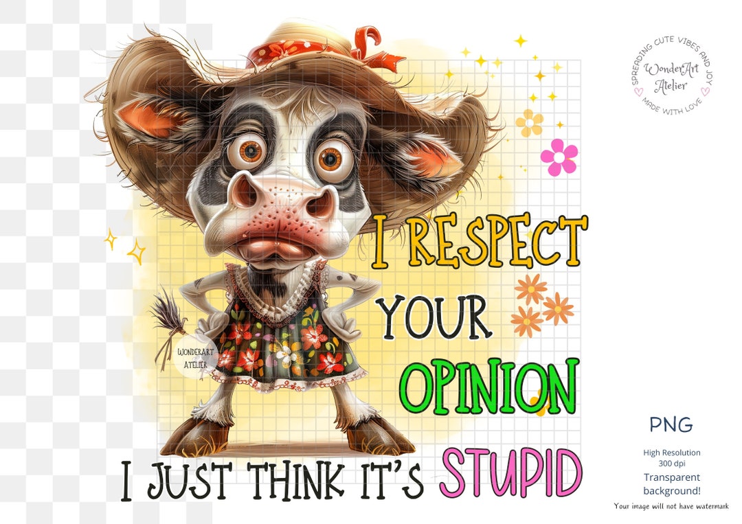 Sarcastic Cow Sublimation Design PNG, Funny Cow , Quote I Respect Your ...