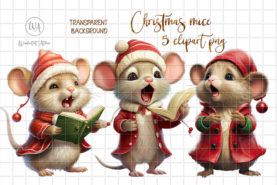 Christmas Mice 5 Clipart PNG, Transparent Background. Sublimation ...