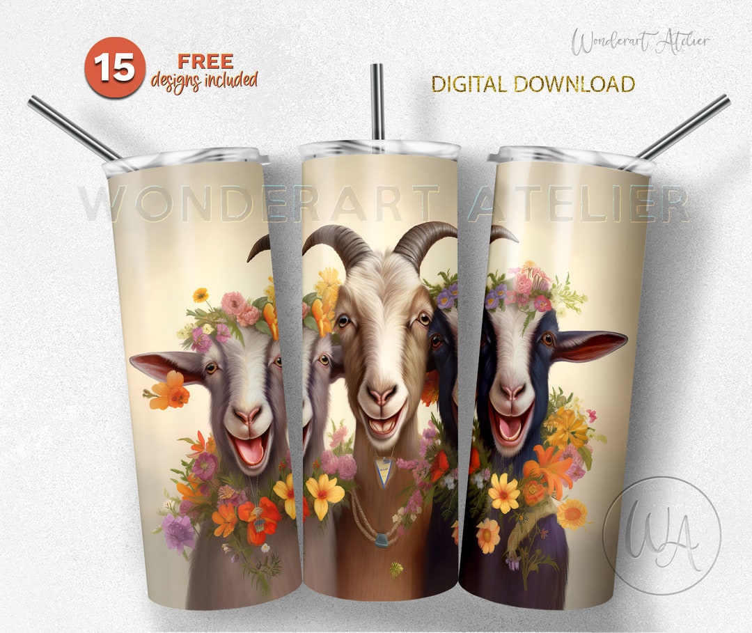 Goats Tumbler Wrap Png, Sublimation Tumbler Design Png. Cute and Happy ...