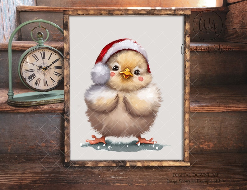 Cute Baby Chick at Christmas. Clipart PNG. Instant Download. - Etsy