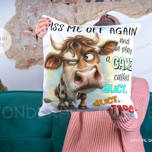 Funny Grumpy Cow PNG: Duct Tape Game Sublimation Design (digital ...