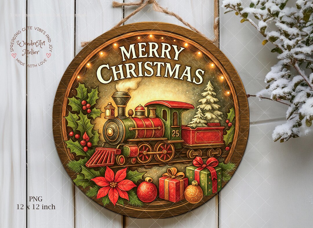 Vintage Christmas Train Sign: Retro Holiday PNG (digital Download) - Etsy
