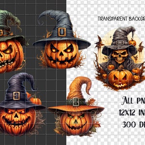 Halloween Clipart PNG, Spooky Pumpkins Bundle. Sublimation ...