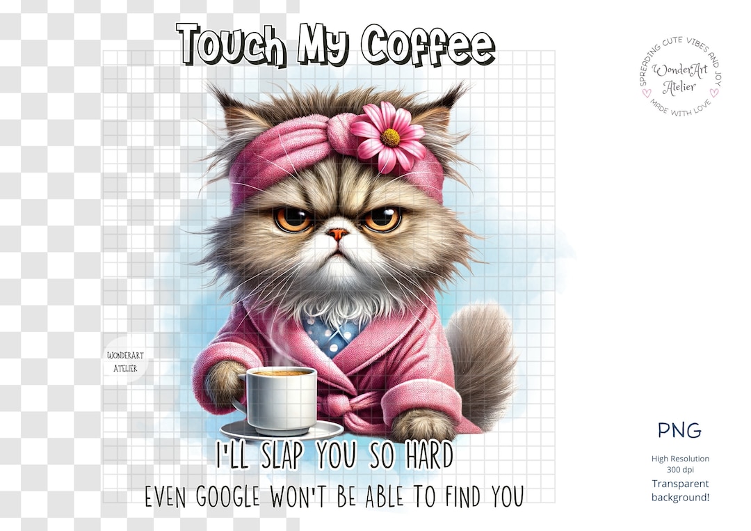 Funny Cat Sublimation Design: Coffee Slap PNG (digital Download) - Etsy
