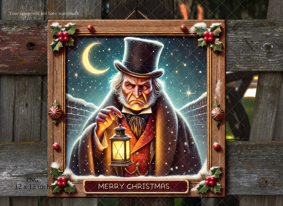 Scrooge Door Hanger PNG Christmas - Funny Decoration, Customizable ...