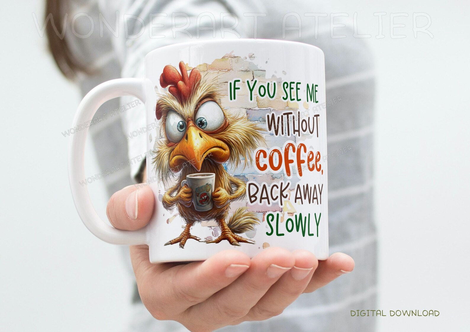Grumpy Chicken Coffee Sublimation Design: Sarcastic Morning Humor ...