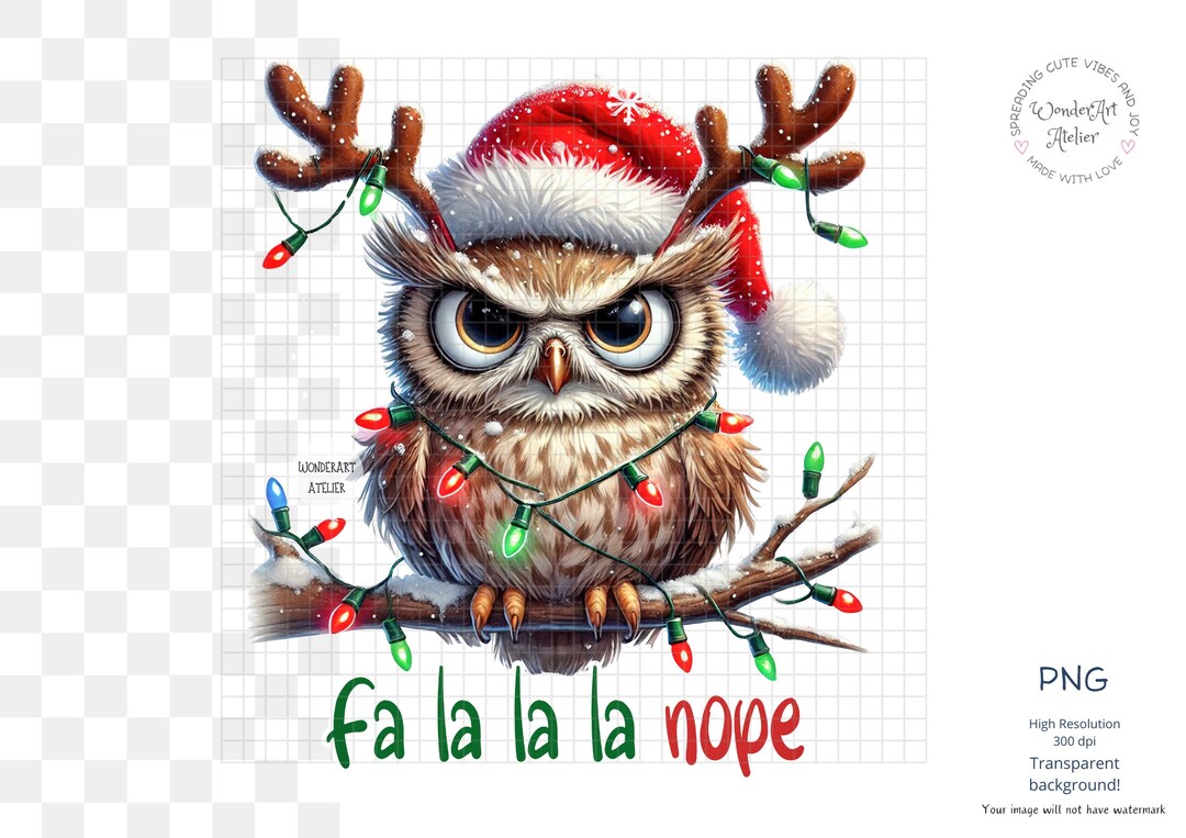 Funny Grumpy Owl at Christmas Sublimation Design PNG - Funny Quote for ...