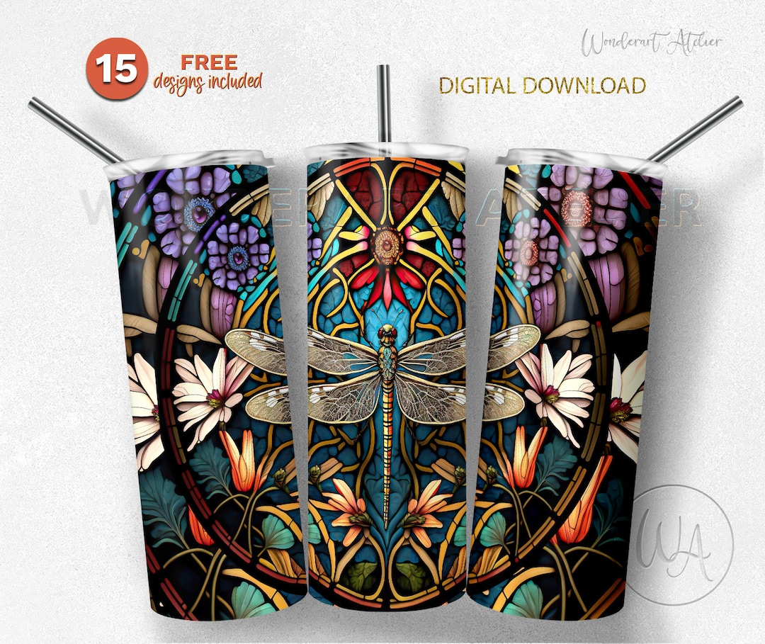 Stained Glass Firefly Tumbler Wrap PNG: Sublimation Design (digital ...