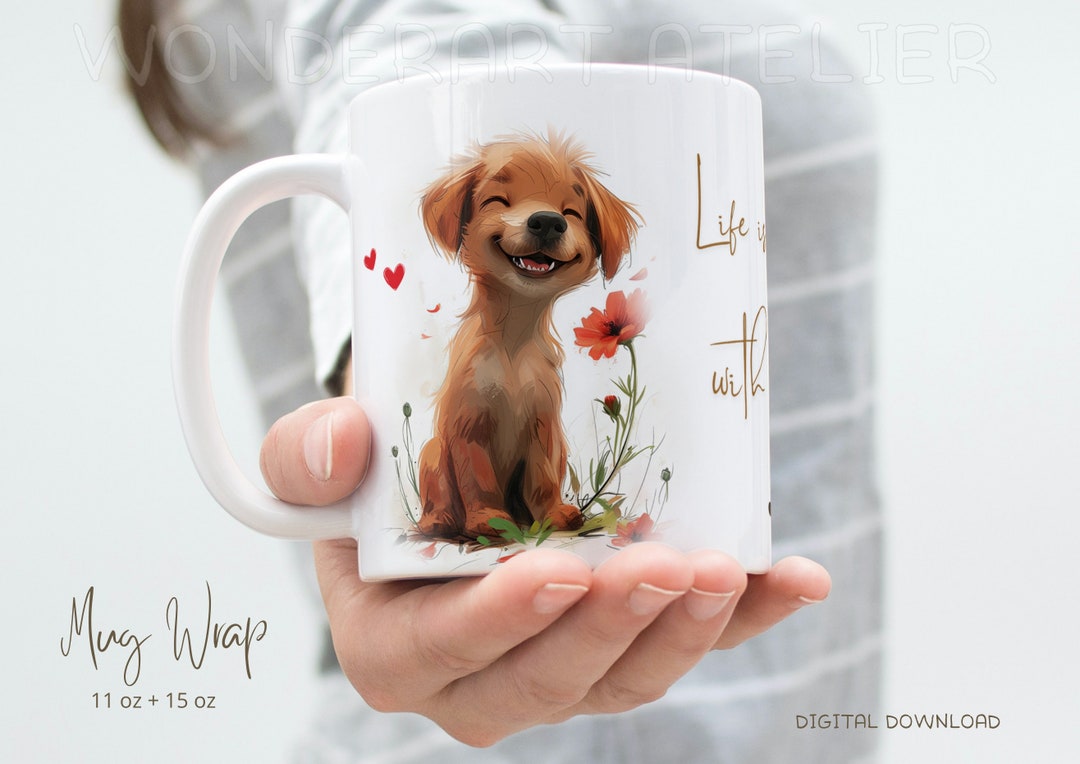 Dogs Mug Wrap, Mug Template 11 Oz & 15 Oz, Mug Sublimation Design PNG ...