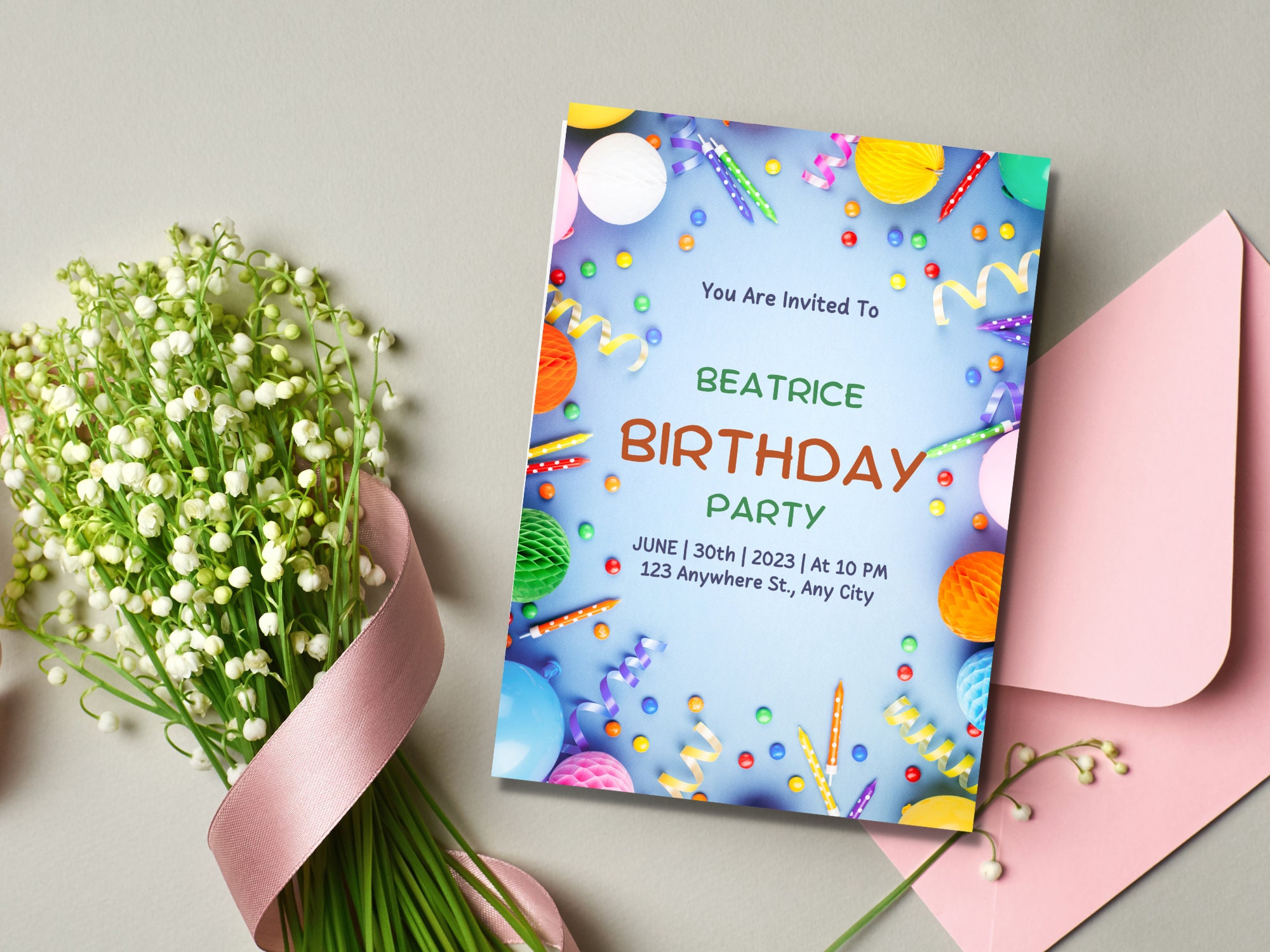 Birthday Card-birthday Invitations digital Product-editable - Etsy