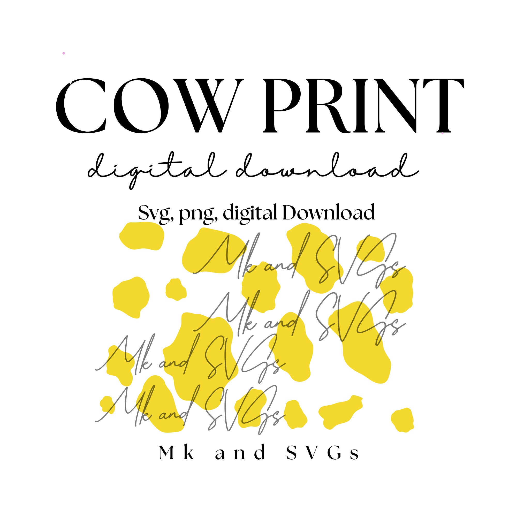 Yellow Cow print svg Descarga digital uso personal cow print svg png ...