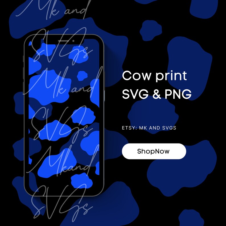 Blue Cow Print Svg Digital Download Personal Use Cow Print Svg - Etsy