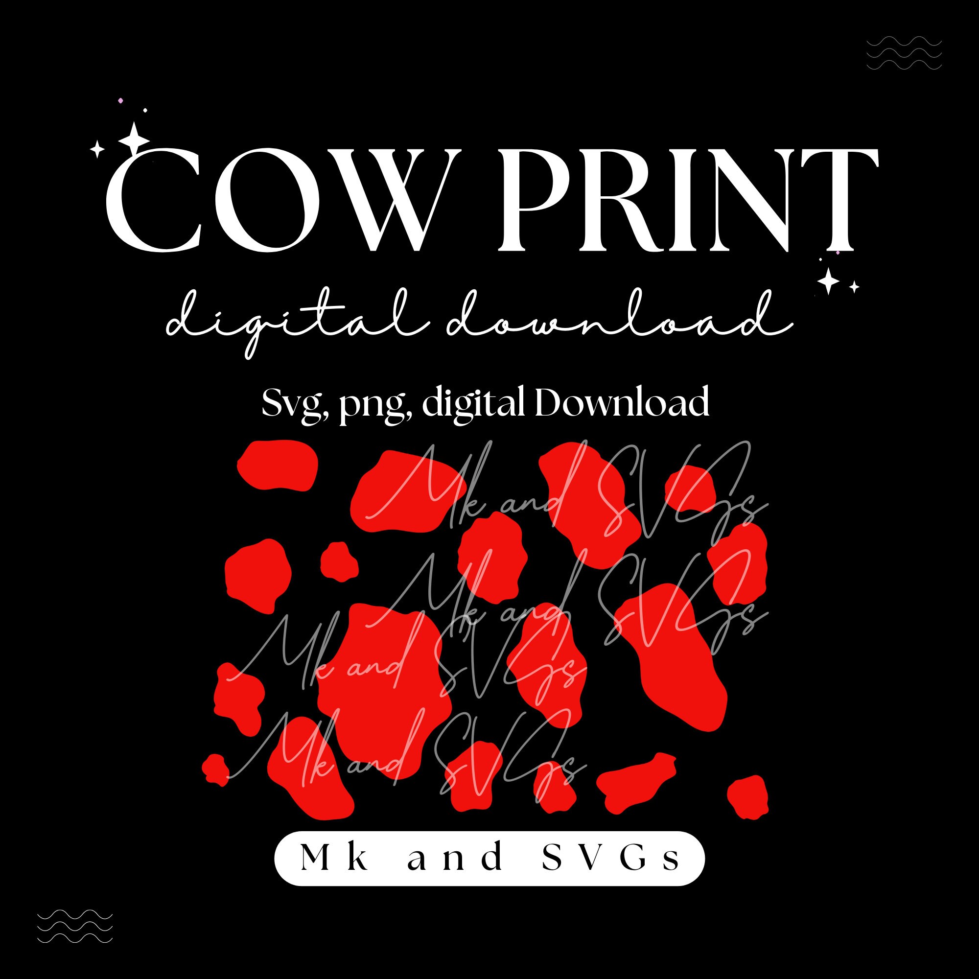 Red Cow Print Svg Digital Download Personal Use Cow Print Svg Png Easy ...