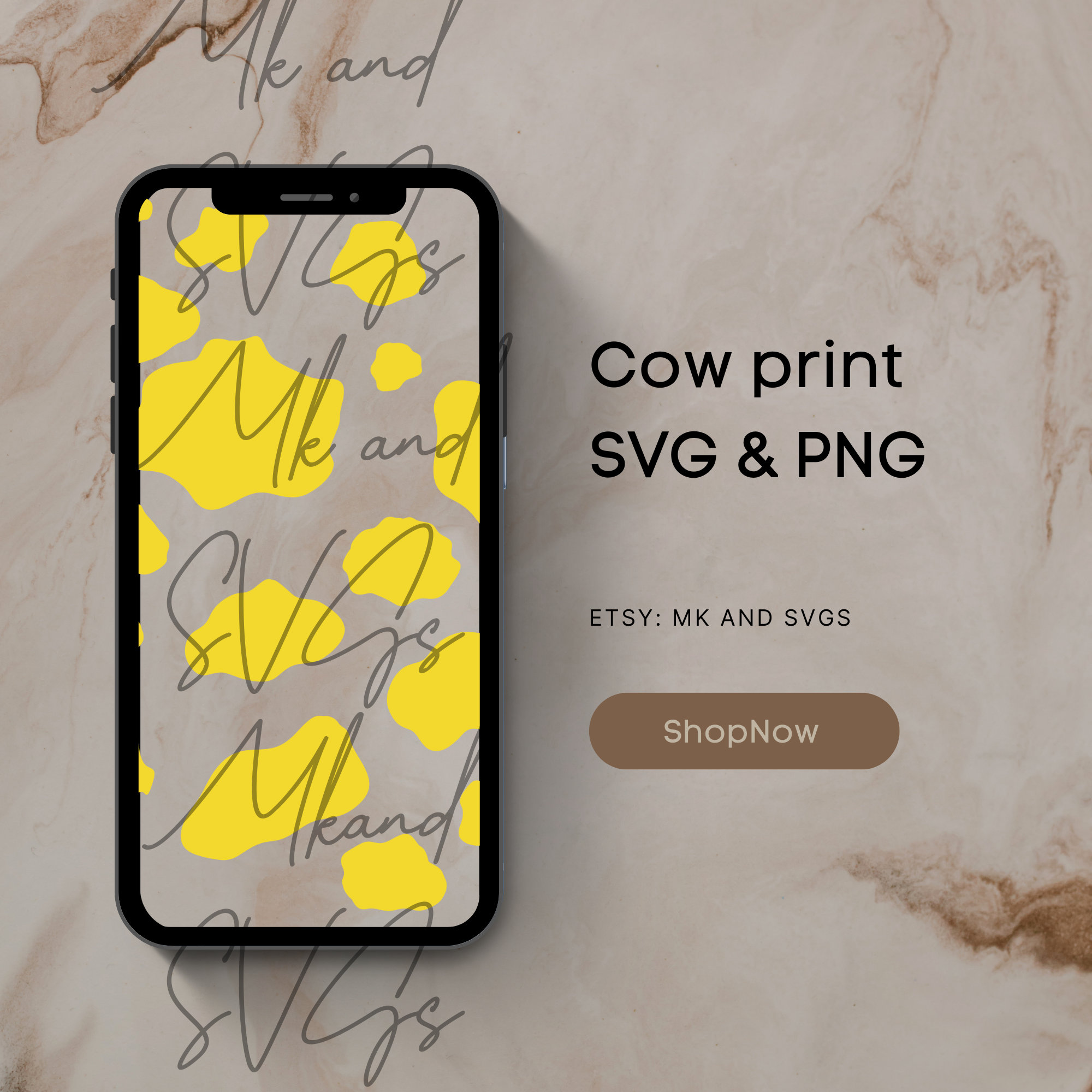Yellow Cow print svg Descarga digital uso personal cow print svg png ...