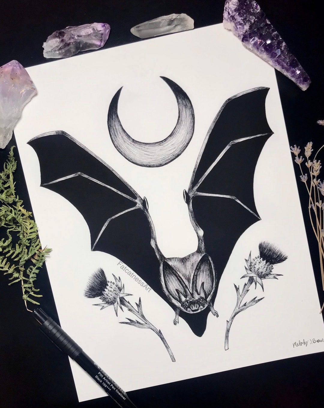 Gothic Bat Art Print - Etsy