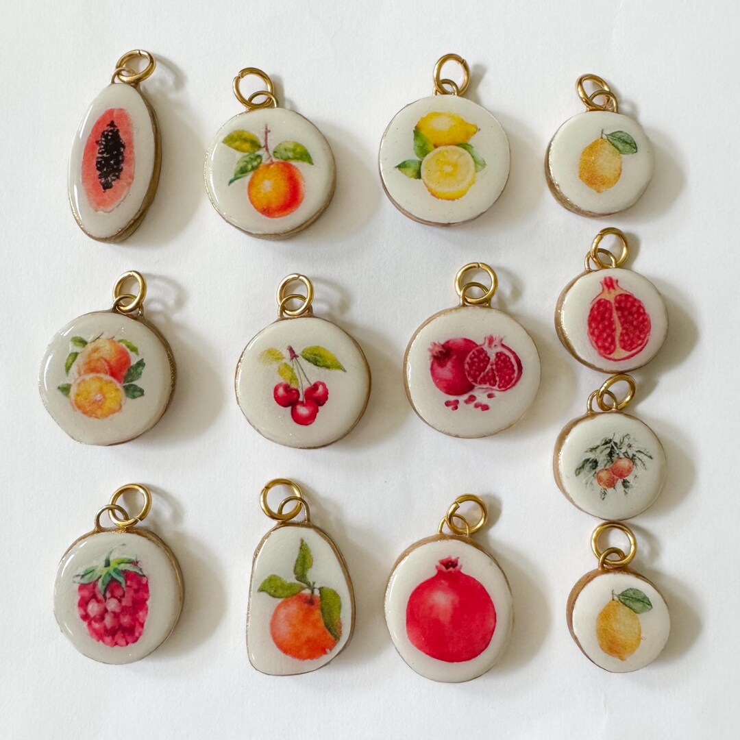 Fruit Berries Lemon Orange Papaya Ceramic Clay Jewelry, Necklace ...