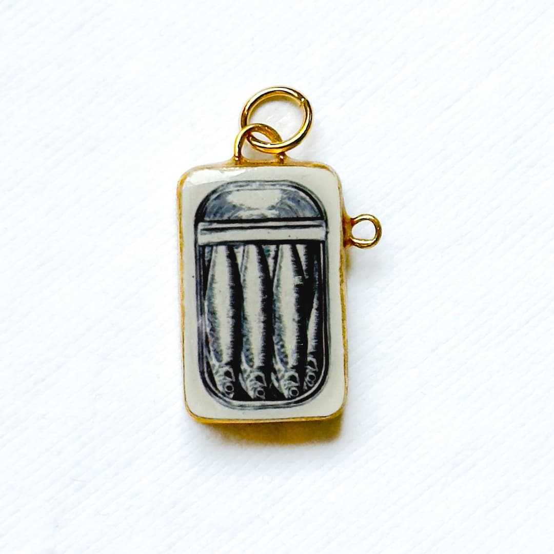 Handmade Sardine Tin Clay Charm Pendant Coated in Resin, Quirky Fish ...