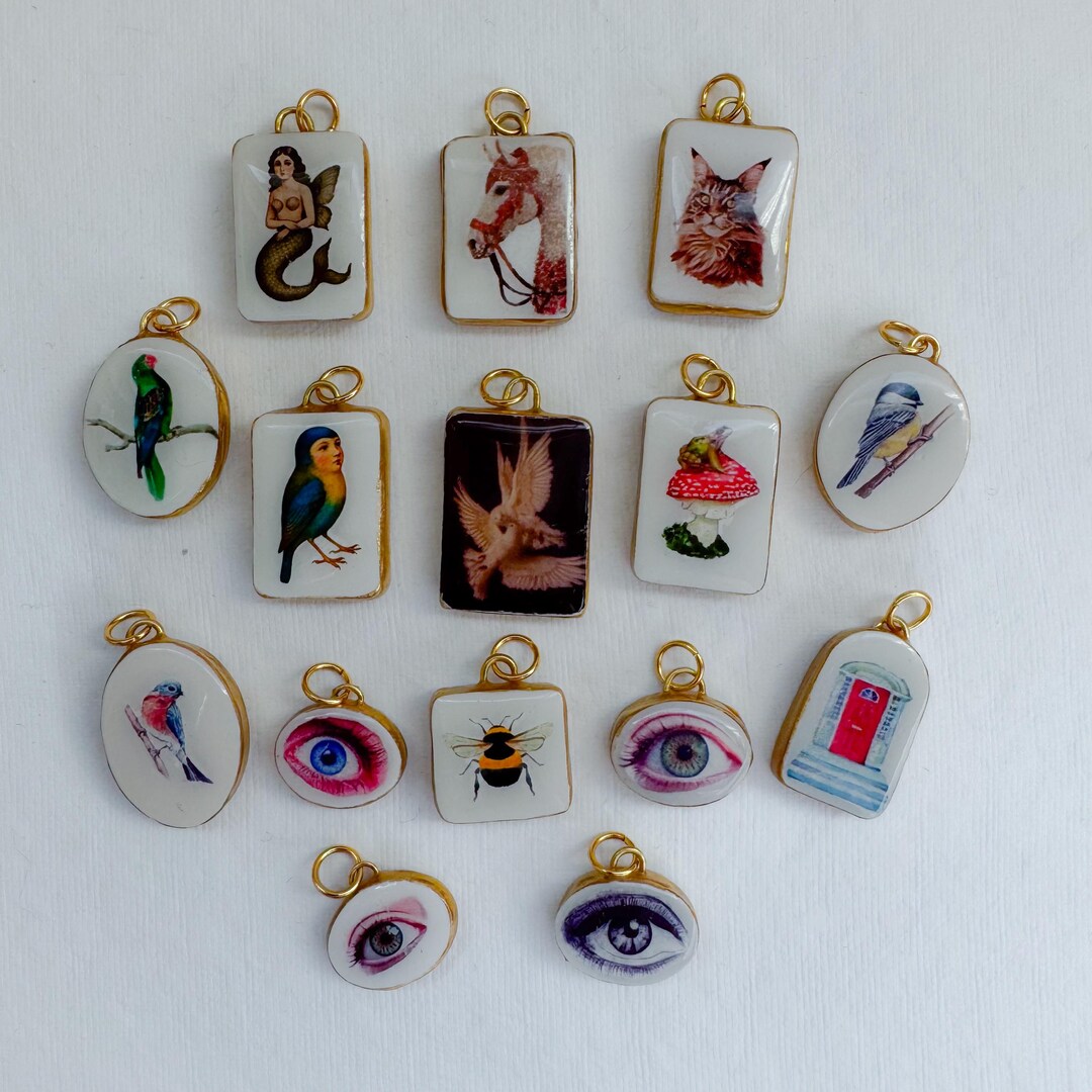 One of a Kind Handmade Clay Charm, Unique Jewelry Supply, Random Single ...