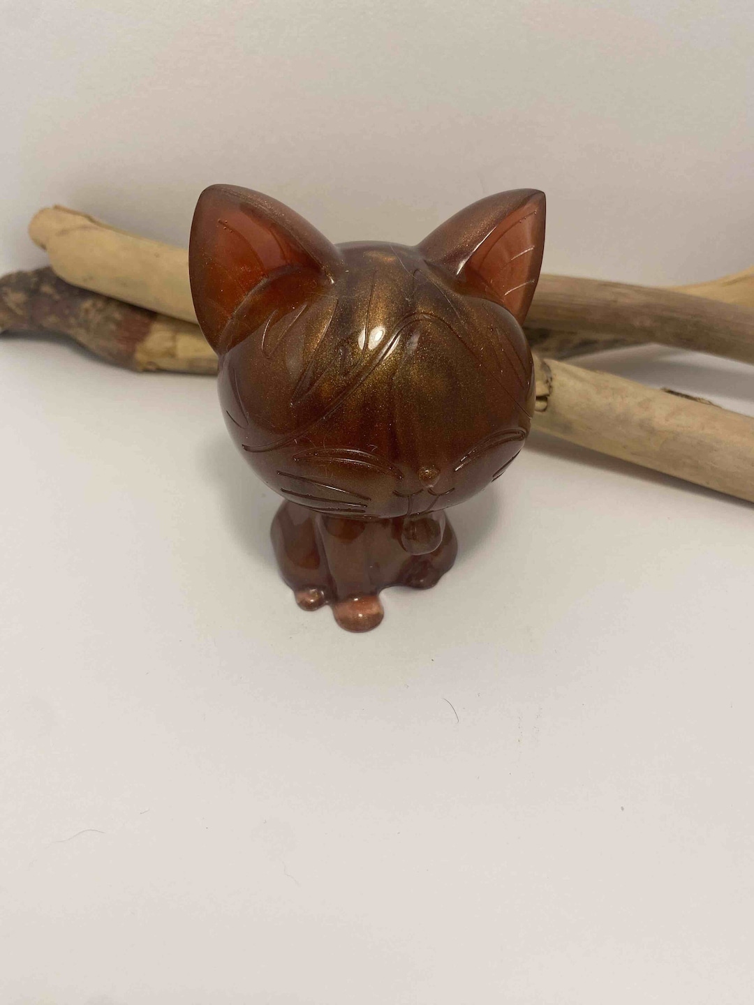 Pearly Red Cat Figurine, in Epoxy Resin. - Etsy