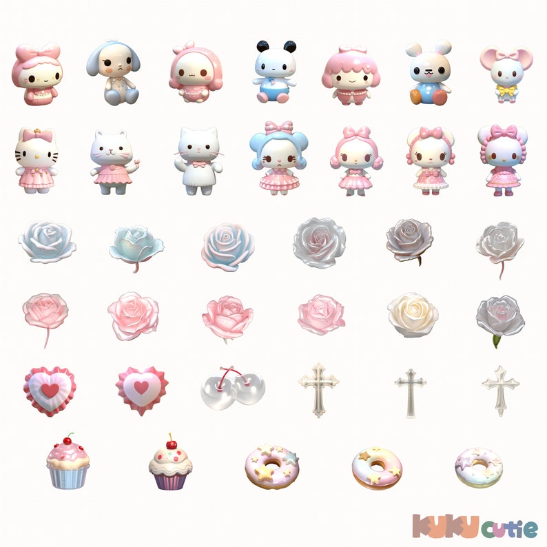 3D Modeled | Pink Cute STICKERS | Cute Icon | Digital Stickers ...
