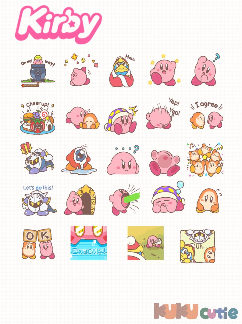 Kirby GIF Stickers | Cute Doodle Icons (digital Download) - Etsy