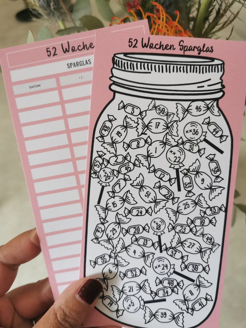 52 Wochen Challenge Sparglas Sparspiel Sparchallenge - Etsy.de