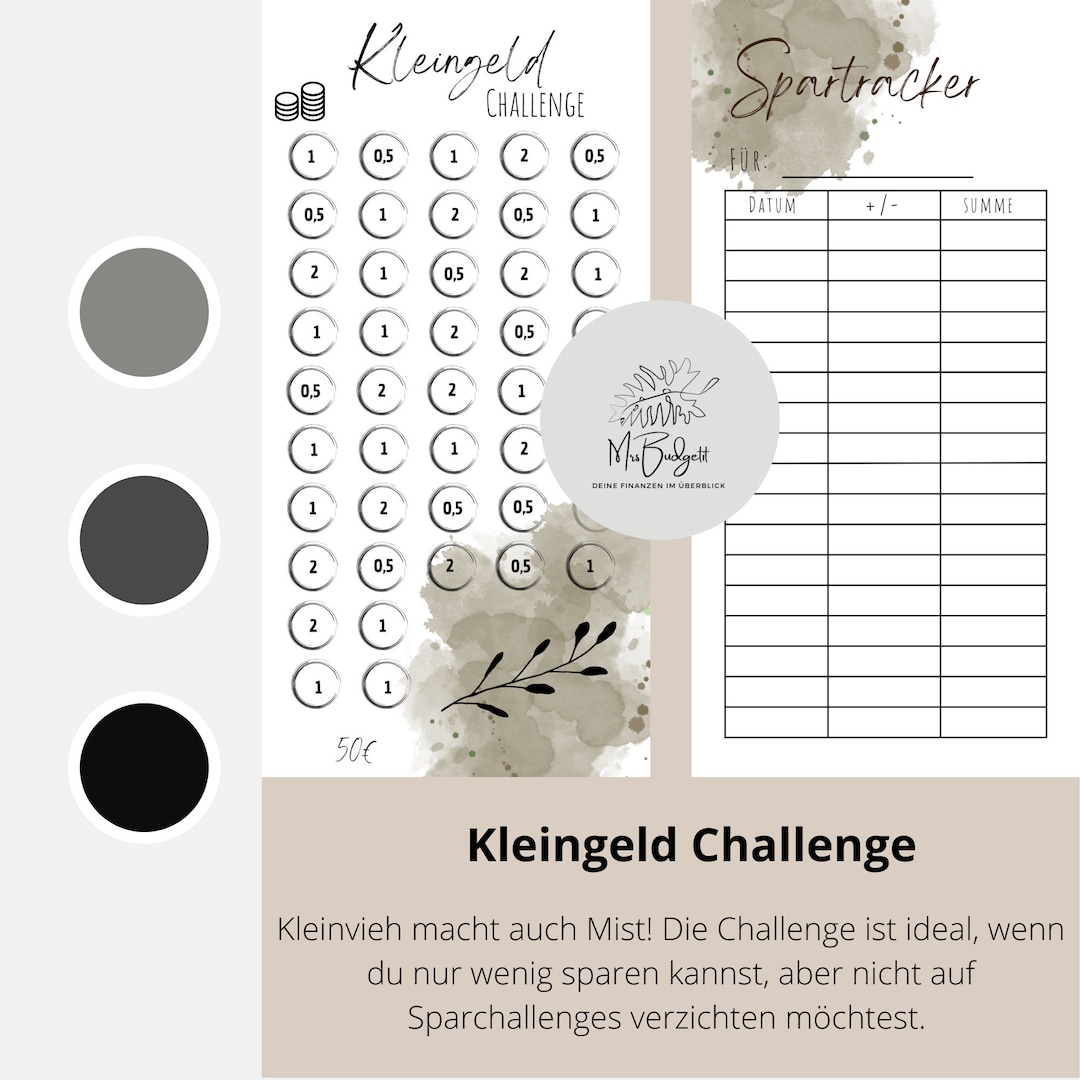 Kleingeld Challenge | Sparchallenge | Umschlagmethode | sparen mit ...