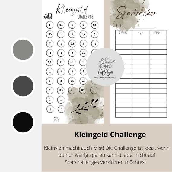 Kleingeld Challenge Sparchallenge Umschlagmethode sparen - Etsy Österreich