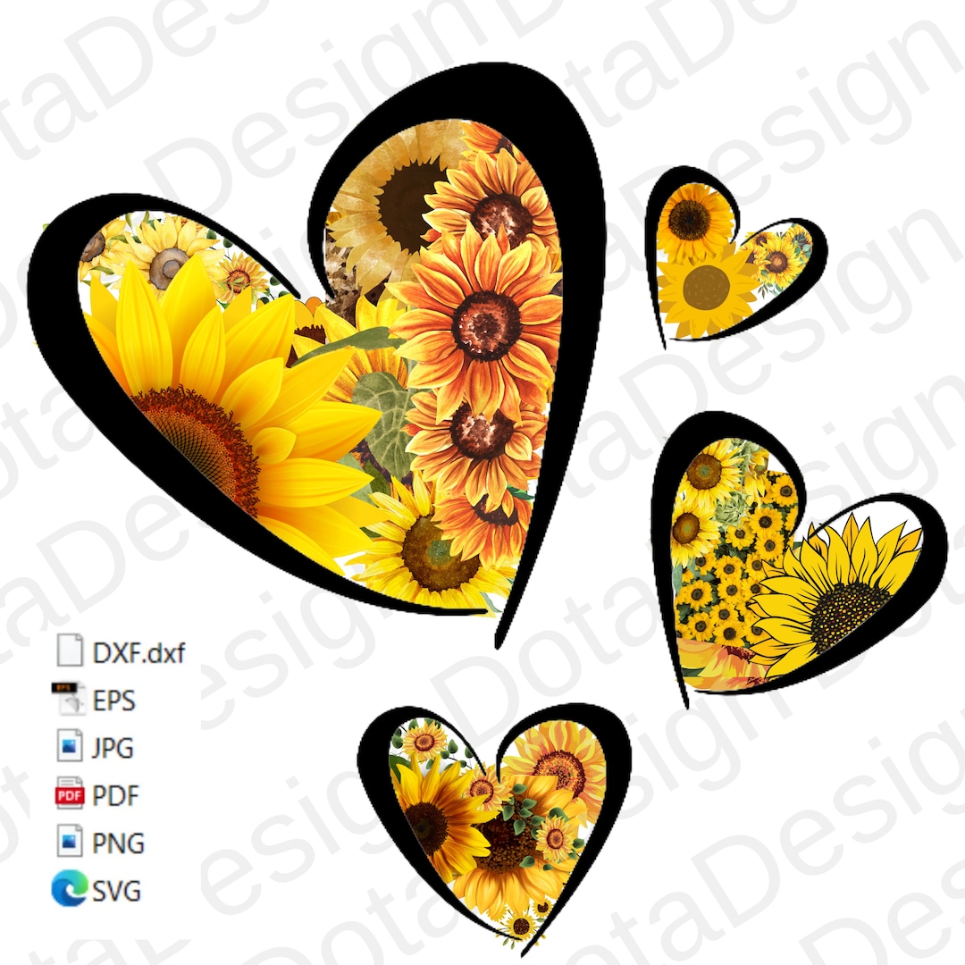 Sunflower Heart SVG, Flower Svg, Sunflower Svg, Valentine Svg ...