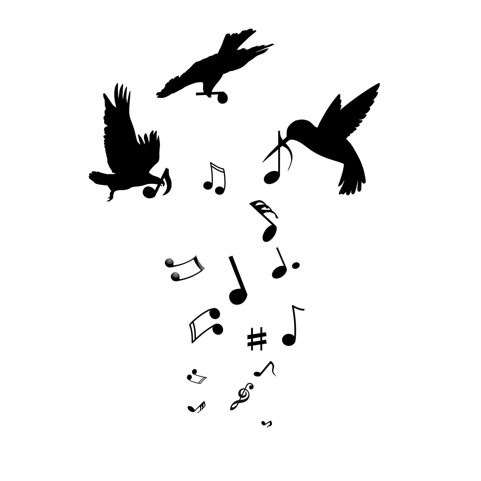Birds and Music Notes SVG Bundle: Treble Clef, Bass, Choir (digital ...