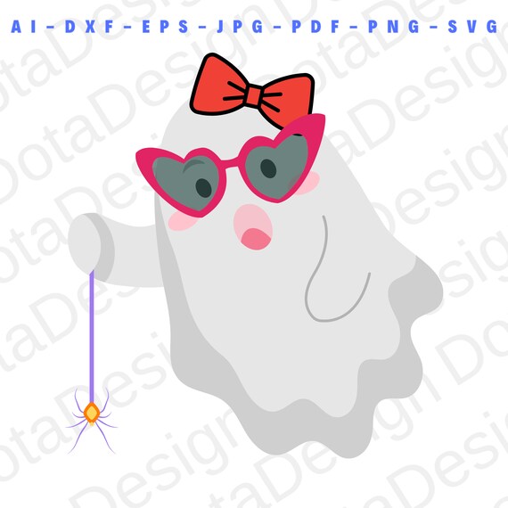 Ghost With Bow Svg Dxf Eps Png Cute Ghosts Sunglasses Cut - Etsy