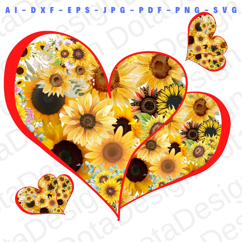 Heart Sunflower Svg, Sunflower Svg, Svg Files for Cricut, Png, Heart ...