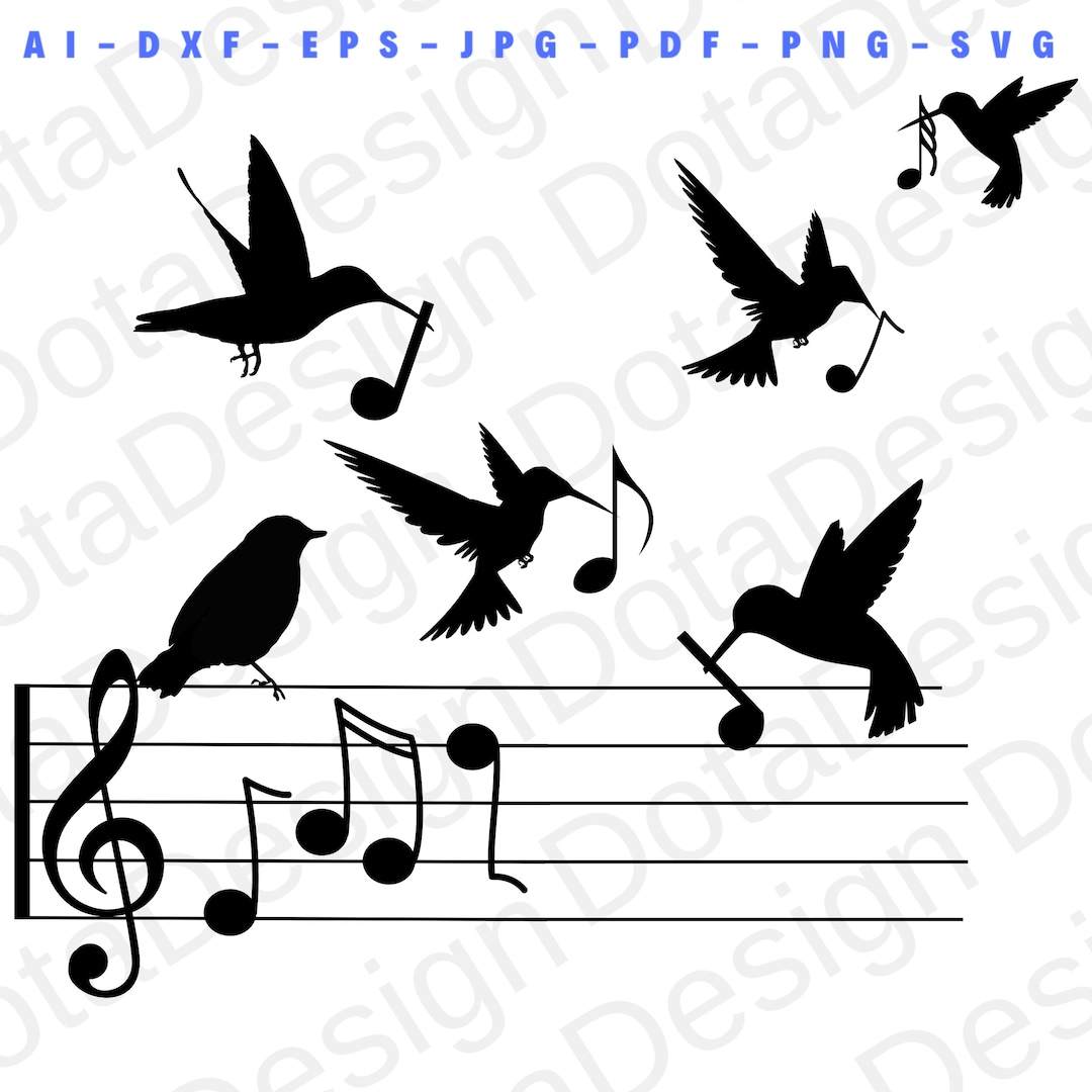Musical Notes and Birds, Birds and Notes Svg, Digital Download, Instant ...