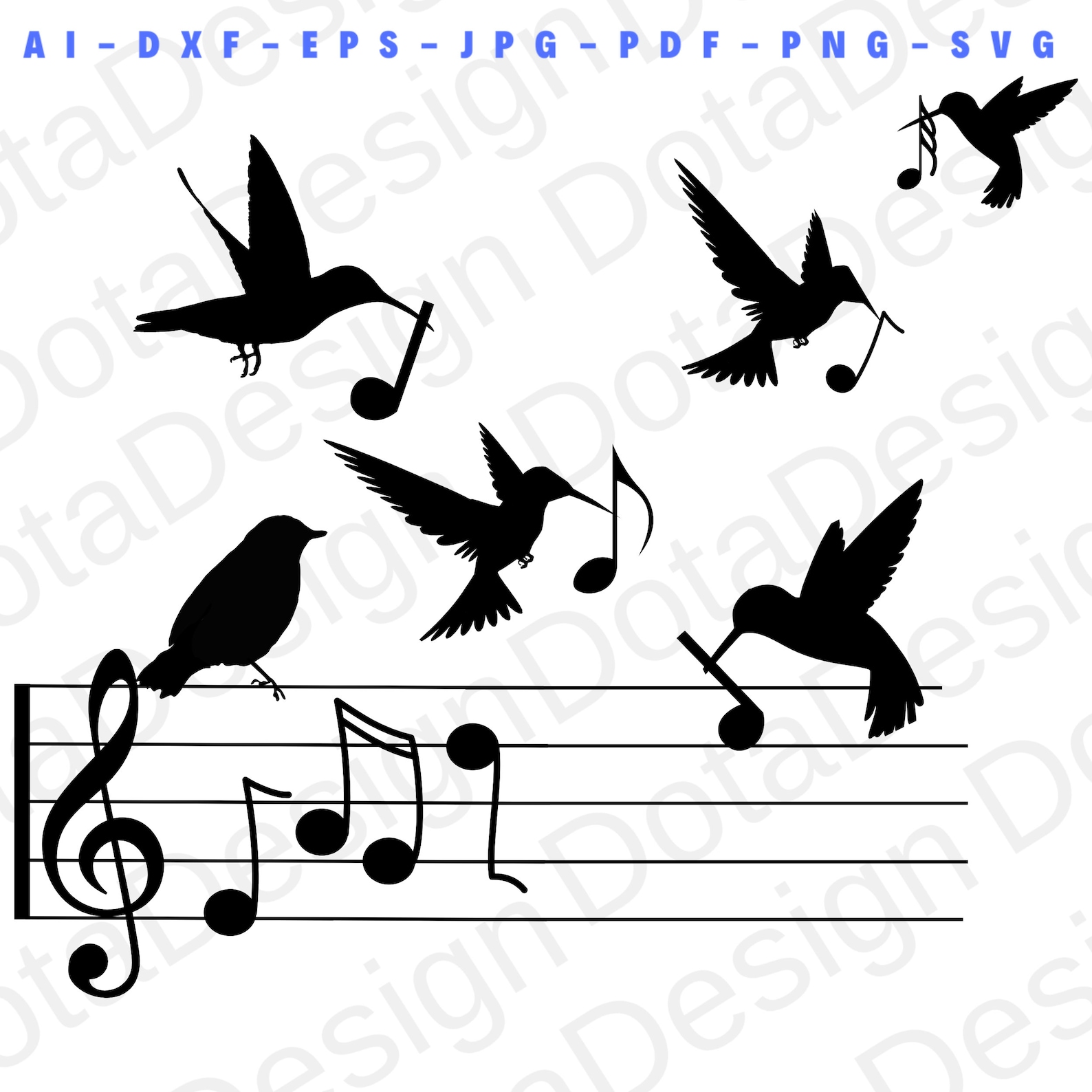 Musical Notes and Birds, Birds and Notes Svg, Digital Download, Instant ...
