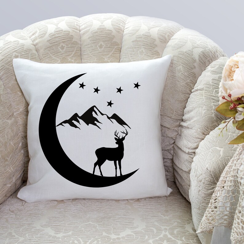 Deer Moon, Deer Head Svg,deer Clipart, Deer Vector, Moon Svg, Hunting ...