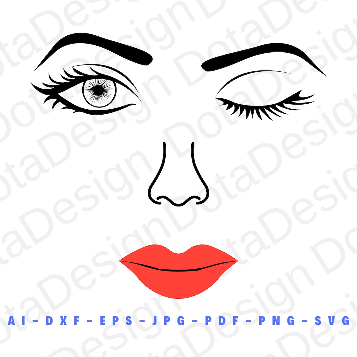 Woman Face Svg, Winking Eyes SVG, Eye Svg, Cut File for Cricut, Long ...
