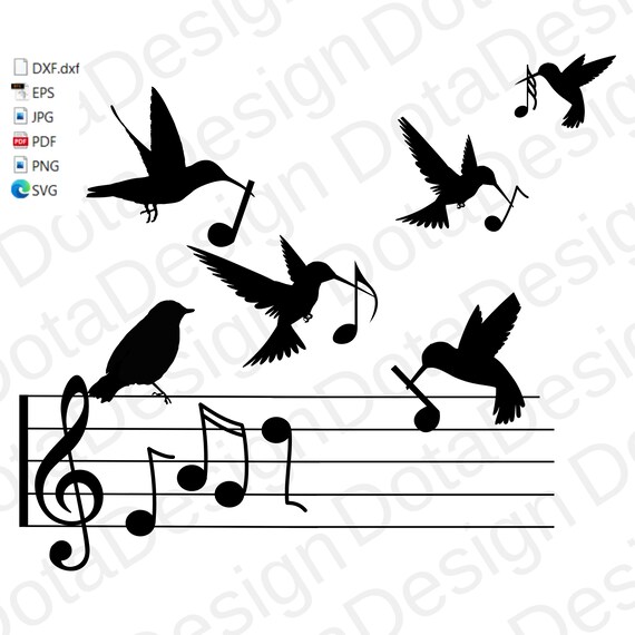 Musical Notes and Birds Birds and Notes Svg Digital - Etsy