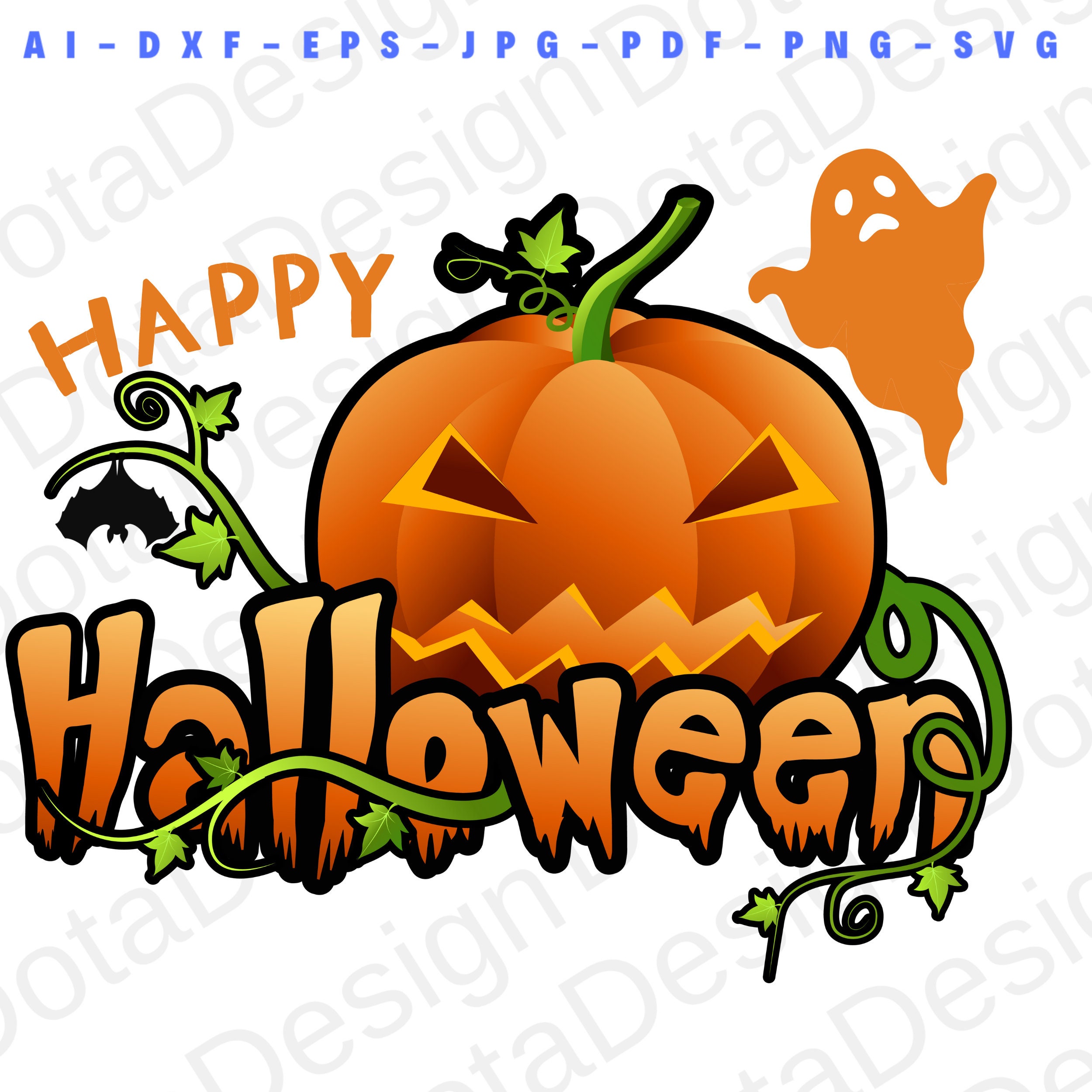 Happy Halloween Pumpkin SVG Cut File: Cricut, Silhouette (digital ...