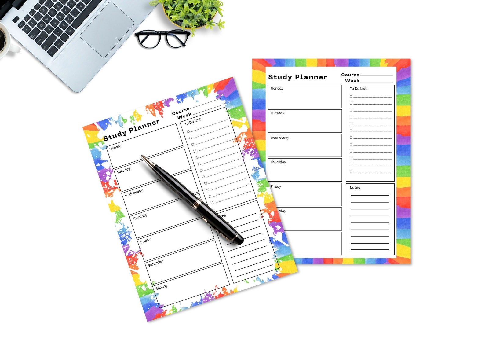 Colorful 4-week Weekly Study Planner - Printable Download - Etsy