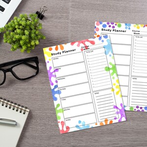 Colorful 4-week Weekly Study Planner - Printable Download - Etsy