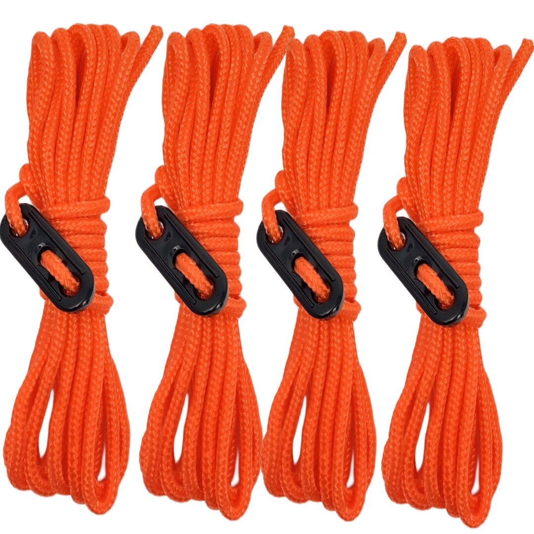 Orange Guyline Ropes 4 Pack for Tents Awning Camping Strong Guy Rope ...