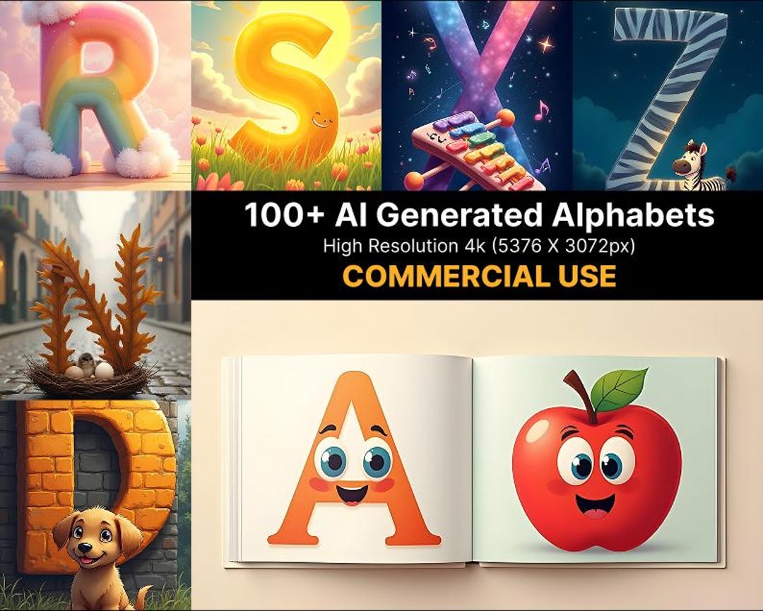 Ai-generated Alphabet Print Set: A-Z Animal & Fantasy Letters PNG - Etsy