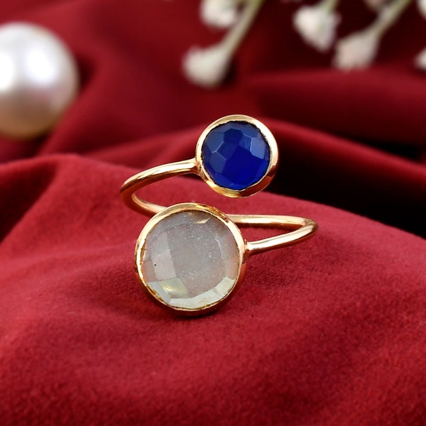 Aqua Chalcedony Gold Ring - Etsy