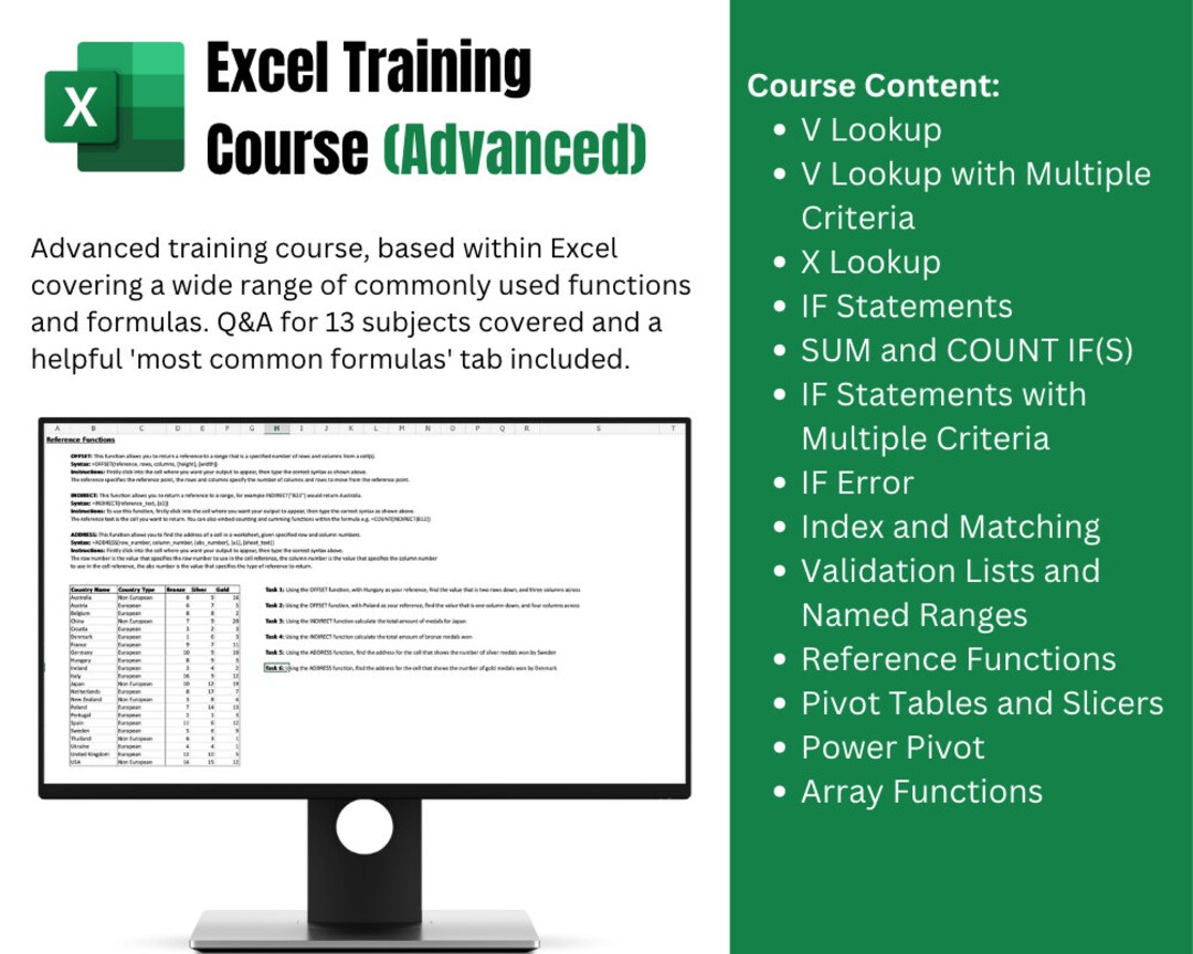 Advanced Excel Course Learn Excel Functions Training - Etsy