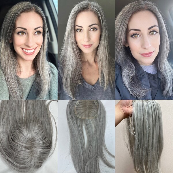 Human Hair Gray Toppers - Etsy