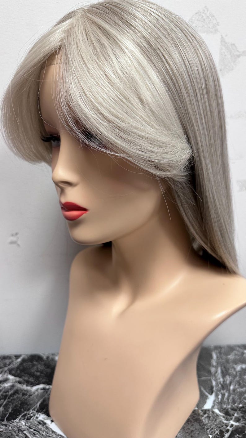 Extensiones de cabello humano Remy con clip, color plateado escarchado ...