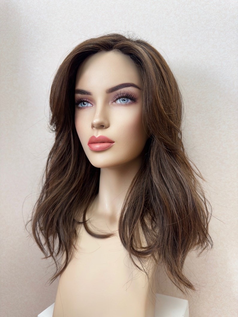 100% Virgin Human Hair Wigs 10”-26" Inches Wig Hazelnut Rooted Brunette ...