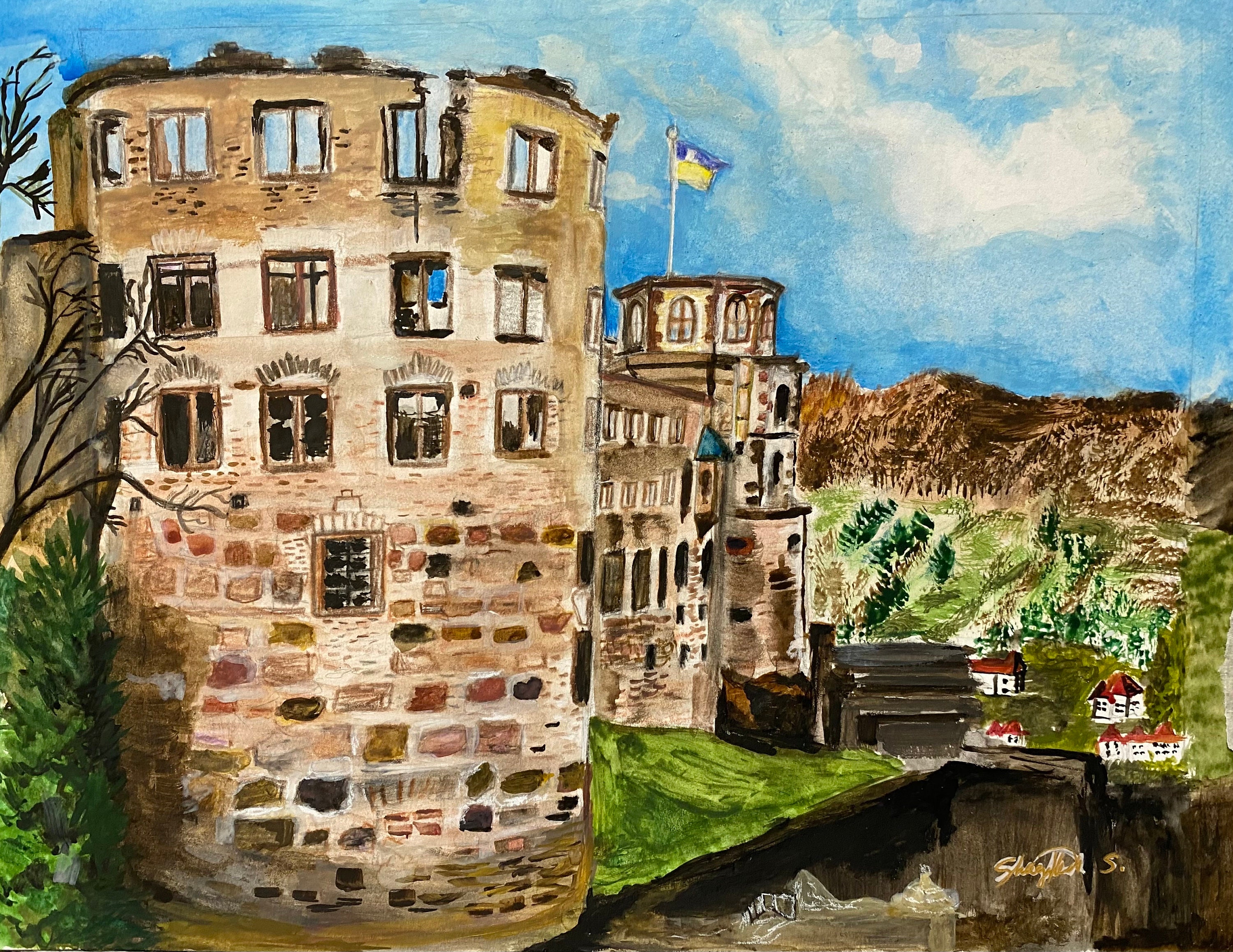 Heidelberg Castle: Print of Watercolor Hand Painted Scenery. - Etsy