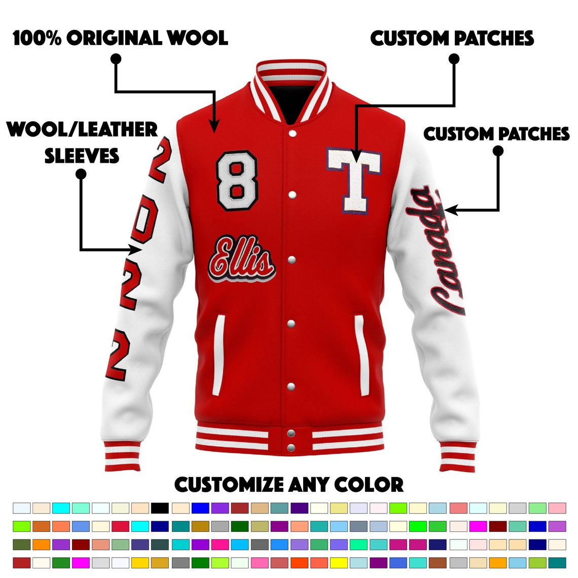 Unisex Baseball Varsity American Letterman Jacket American College